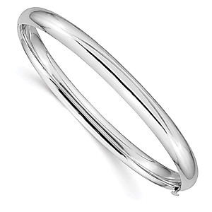 14k White Gold High Polished 6.00mm Hinged Bangle QDB503