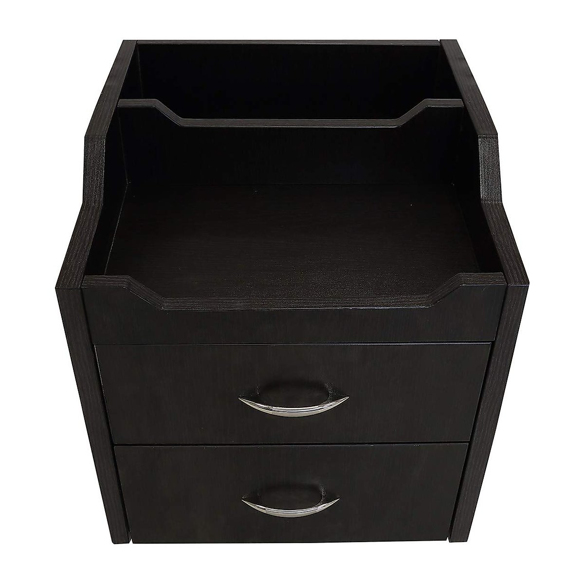J & A Wood Top Pedicure Cart/Trolley with Two Full Functional Utility Drawers, Heavy Duty Swivel Casters with Lock, Sleek Modern Design, in Walnut, JA-JM-CART-Walnut