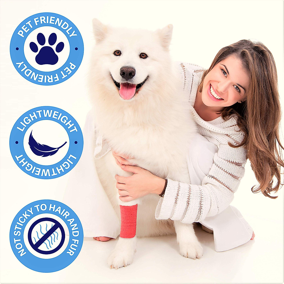 Self Adhesive Bandage Wrap - Cohesive Bandage - Vet Wrap - 2 Inch x 15 Feets / 12 Pack - Medical, First Aid Bandage, Athletic Tape for Sports, Injury, Treatment, Recovery, Dog Bandages for Wounds