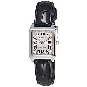 Casio LTP-V007L-7B1 Women's Rectangular Leather Strap Silver Roman Dial Dress Watch