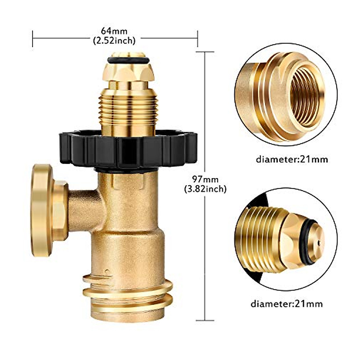 WADEO Upgraded POL Propane Tank Adapter with Gauge Converts POL LP Tank Service Valve to QCC1 / Type 1, Universal Propane Tank Gauge for Propane Cylinder, BBQ Gas Grill, Heater