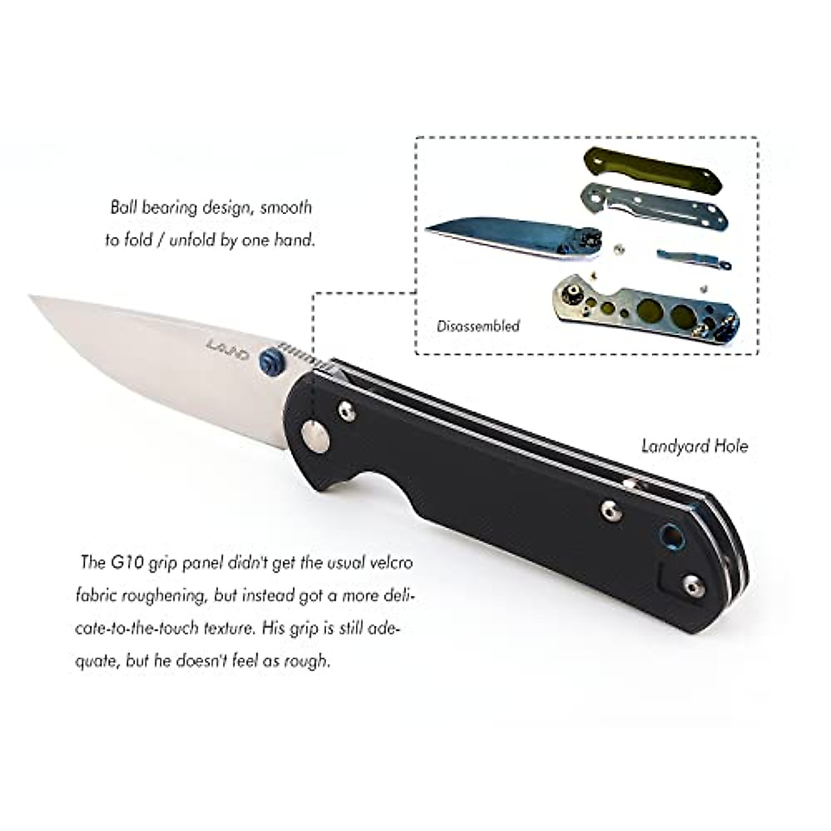 LAND Knives 910 911 912 913 Pocket Folding knife 12C27 Sandvik Blade Portable Survival Fishing EDC Tool (910)