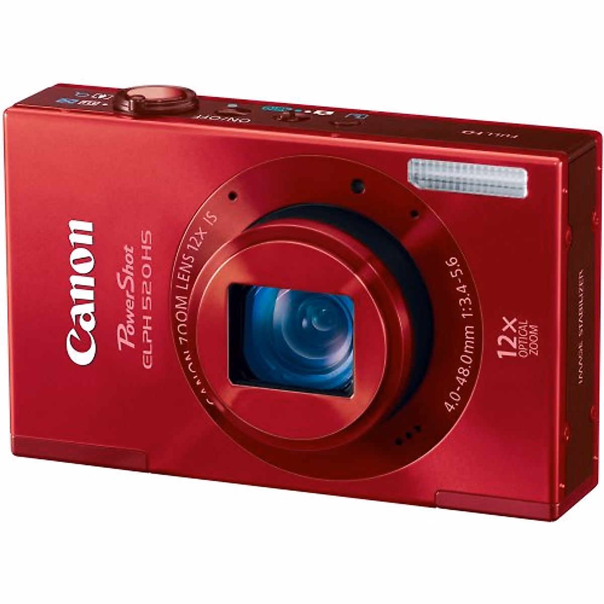 Canon PowerShot ELPH 520 HS 10.1 MP CMOS Digital Camera with 12x Ultra Wide-Angle Optical Image Stabilized Zoom Lens and Full 1080p HD Video (Red)