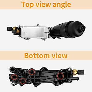 Oil Cooler Oil Filter Housing with Gaskets | Compatible With 3.6L 2011-2016 Dodge Journey Grand Caravan Jeep Wrangler Chrysler 200 300 Ram ProMaster & More | Replaces# 5184294AE, 68105583AF