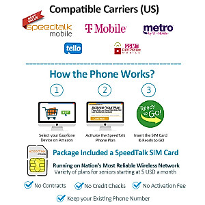 Easyfone T300 4G Big Button Flip Cell Phone for Seniors, Clear & Loud Sound and Hearing aid Compatible, SOS Button, SIM Card Included, Big Battery with a Charging Dock, FCC Certified (Black)