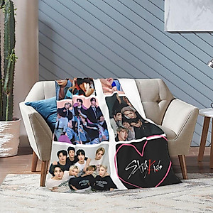 Stray Kids Blanket Soft and Comfortable Warm Fleece Throw Blankets Carpet Rug Decoration Gift for Decor Room Dormitory Picnic Yoga Sofa Camping Travel All Season