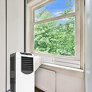 HOXHA Air Conditioner Window Vent Kit Universal Adjustable Window Kit with 5.9” Diameter 59” Length Exhaust Hose for AC Unit, AC Seal Panel for Horizontal&Vertical Window