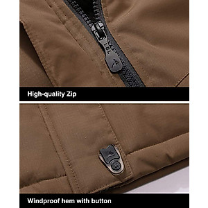 MAGCOMSEN Rain Jacket Men Rain Coats Warm Snow Jacket Waterproof Jacket Snowboarding Jacket Ski Jacket Skiing Jacket Winter Coat for Men Windbreaker Mens Parka Brown