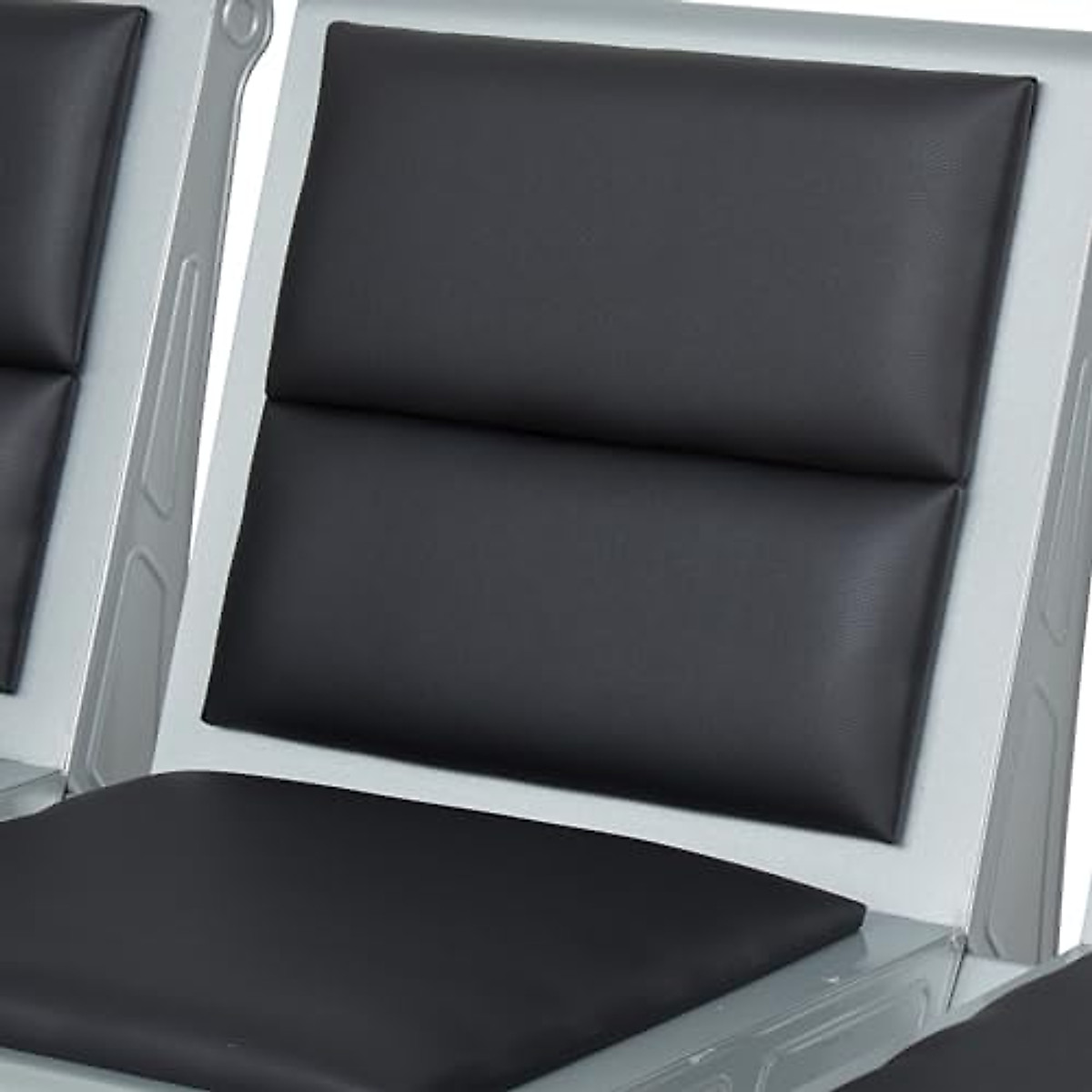 Kinfant 3-Seat Waiting Room Chair - Metal Waiting Area Bench Guest Reception Chairs with Armrests, PU Leather Waiting Room Furniture for Office, Airport, Black