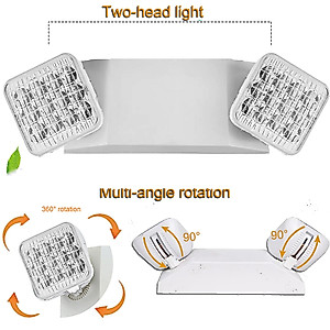 10 Pack Led Emergency Lights with Battery Backup, Commercial Emergency Light Fixture, Adjustable Dual Head Emergency Light for Business, Emergency Lighting for Home Power Failure, AC120V/277V