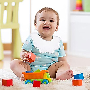 Whaline 5Pcs White Baby Bibs 360 Degree Rotate Newborn Drool Bibs Cotton Infant Bandana Flower Shape Absorbent Saliva Towel for Anti Stain Baby Boys Girls Teething Toddlers