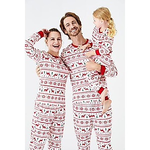 PATPAT Family Christmas Pajamas Matching Sets Reindeer and Snowflake Patterned Sleepwear Xmas Holiday PJS Set Women X Large