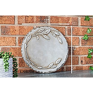 NAT & Jules Leaves Stone Grey 12 inch Resin Stone Decorative Stepping Stone