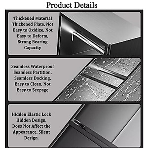 Stainless Steel Shower Nich Bathroom Recessed Wall Niche Shelf Toilet Paper Storage Rack Shower Niche Insert Embedded Trash Can for Toilet Paper Waste,Black-20x14x50cm/7.87x5.51x19.69inch