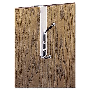Safco 4166 Over-The-Door Double Coat Hook Chrome-Plated Steel Satin Aluminum Base