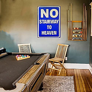 ERMUHEY No Stairway to Heaven Sign Metal Tin Sign, No Stairway to Heaven Poster ​for Home Office Restaurants Bedroom Cafes Bars Pub Man Cave Wall Decor Plaque Sign 12x8 Inch