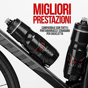 PRO BIKE TOOL 24oz Cycling Water Bottle - Easy Squeeze Sports Bottle - Fitness & Cycling Tumbler - Soft Silicone Mouthpiece & Fast Flow Valve - Ideal For Outdoor Activities - 680ml (Black)