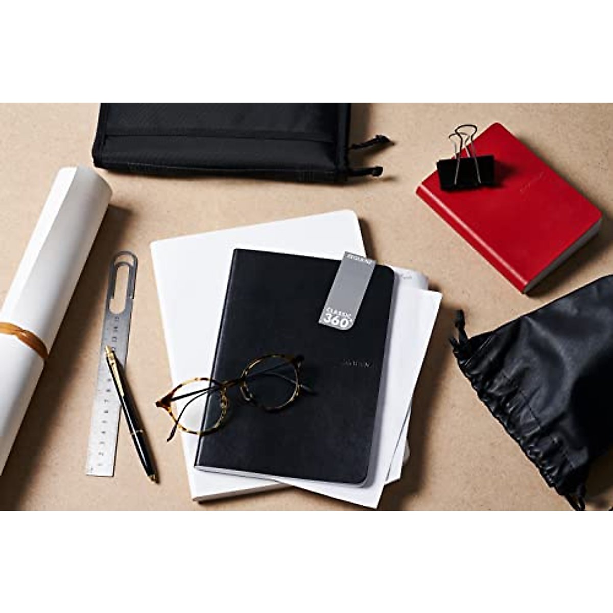 Zequenz Classic 360 Signature Series, Size: Medium, Color: Black, Paper: Ruled, Soft Cover Notebook, Soft Bound Journal, 4.9" x 7", 200 sheets / 400 pages, Ruled, Lined paper