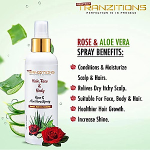 Organic Aloe Vera & Rose Water Moisturizing Spray for Locs and Dreadlocks - Nourishing and Refreshing Natural Hair & Scalp Mist, 6.8 oz