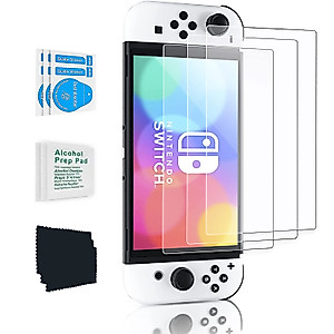 Mumba [3-Pack Screen Protector for Nintendo Switch Oled, 9H Tempered Glass Film with Smooth, HD Clear, Easy-Install, Scratch and Crack Resistant