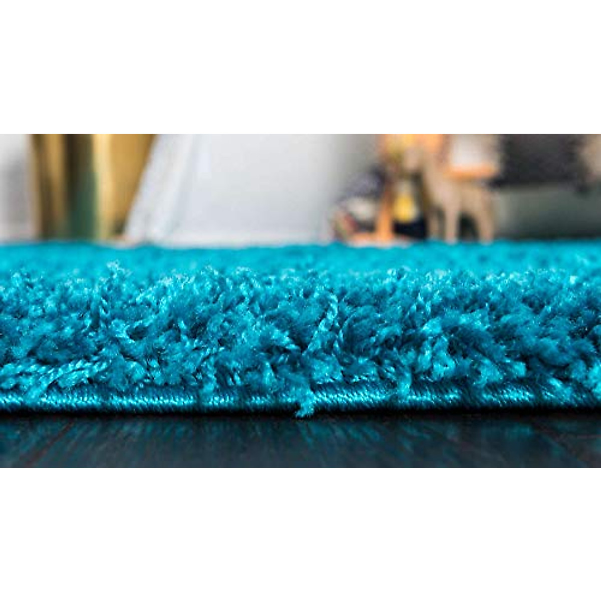 Unique Loom Solid Shag Collection Area Rug (8' x 10' Rectangle, Turquoise)