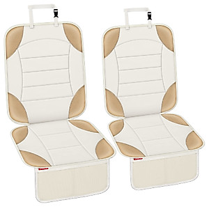 Sinvitron Car Seat Protector for Child Car Seat, Car Seat Mat for Leather Seats, Non-Slip Backing, 2 Mesh Pockets,Waterproof Seat Covers for Cars,Vehicles,Baby (2-Pack)