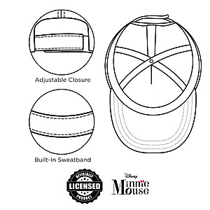 Disney Baseball Cap, Minnie Mouse Ears Adjustable Toddler 2-4, Red Glitter