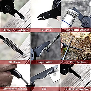 Ancorfy Multitool with Pliers, Fire Starter, whistle,Scissors,Screwdriver, 15 in 1 EDC Multi Tool with Safety Locking, Christmas Stocking Stuffers for Men Dad Gifts, Perfect for Outdoor Camping