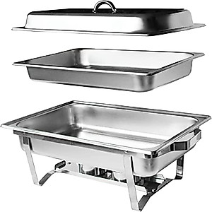 UZOURI Chafing Dish, Stainless Steel Food Warmer Buffet Dish Catering Pan Buffet Heater Stainless Steel Chafing Dish, for Catering Buffet Warmer Tray Dining