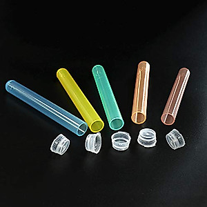 Labvida Assorted Color Plastic Test Tubes Shots with Flex Caps, 50pcs Dia.16x125mm | vol. 25ml PP Material, LVI002