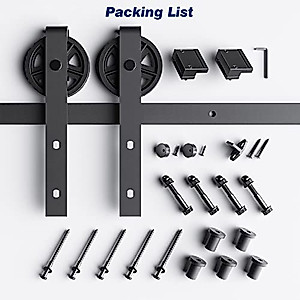 EaseLife 6.6 FT Sliding Barn Door Hardware Track Kit,Big Spoke Wheel,Heavy Duty,Slide Smoothly Quietly,Easy Install (6.6FT Track Kit for 36"~40" Wide Single Door)