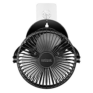 wellqual USB Table fan,mini fan rechargeable USB with clip,6 inch fans Small and Quiet,5000mAh Rechargeable Battery Powered Fan,Baby Stroller Fan with Light