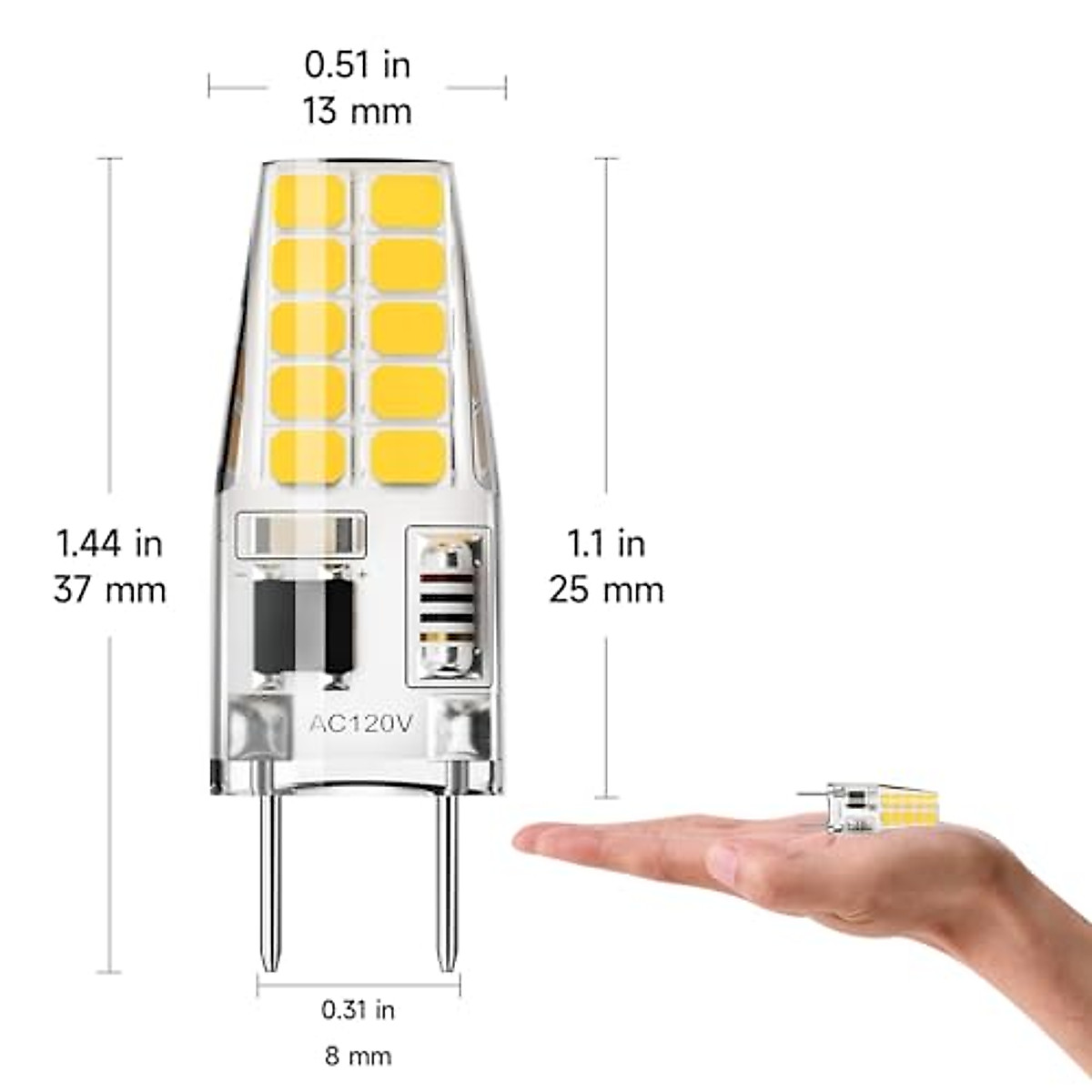 SHINESTAR 12-Pack G8 LED Bulb Dimmable, 120V T4 Bulb 20W, Warm White 3000K, Under Cabinet Light Bulb