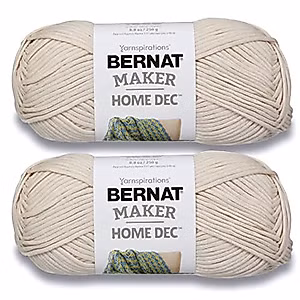 Bernat Maker Home Dec Cream Yarn - 2 Pack of 250g/8.8oz - Cotton - 5 Bulky - 317 Yards - Knitting/Crochet