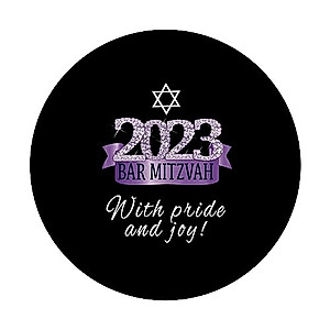 Bar Mitzvah 2023 I With Pride & Joy I Purple Banner Decor PopSockets Standard PopGrip