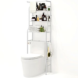 DOFIMATE Over The Toilet Storage Cabinet,Metal 3 Tier Bathroom Organizer Shelf Over Toilet,Stable Freestanding Above Toilet Stand,Stable Freestanding Bathroom Organizer Above Toilet Stand Shelf,White