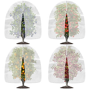 OZMI 4 Pack Garden Plant Fruits Blueberry Bushes Protection Netting Covers Barrier Bags with Metal Zipper & Drawstring, Garden Plant Tree Blueberries Bush Protector Mesh Net Bags(4 x 5 Ft)