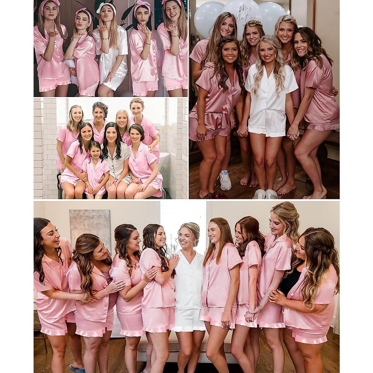 SWOMOG Womens Silk Pajamas Short Sleeve Sleepwear Soft Satin Button Down Loungewear 2 Piece PJs Shorts Set Pink