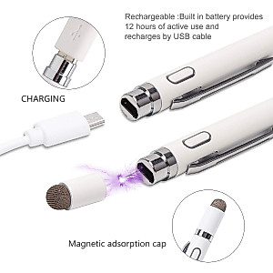 MENKARWHY Active Stylus Pen for Touch Screens, Digital Pencil Pen Fine Point Stylish Pencil Compatible with iPhone iPad Pro Air Mini Android and Other Tablets (White) E8910BJ