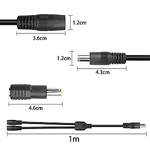 RIIEYOCA DC 8mm Y Branch Parallel Adapter Cable, 3.2FT 14AWG DC8mm 1 Male to 2 Female Solar Panel Power Cable,with DC7909 Male Female Converter,for Portable Power Station Solar Panel(1m/3ft)