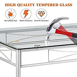 Giantex 5 Piece Dining Table Set, Kitchen Dining Set with Tempered Glass Table Top and 4 Chairs, Dinette Set for 4 for Breakfast Dining Room Kitchen