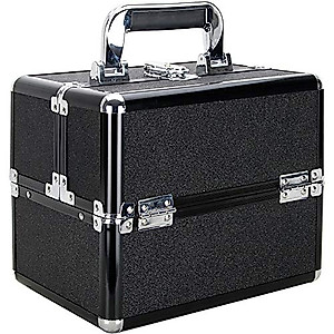 Ver Beauty 2-Tiers Extendable Trays Art Craft Supplies Storage Portable Box Tool Case Organizer Travel – VK002, Black Glitter