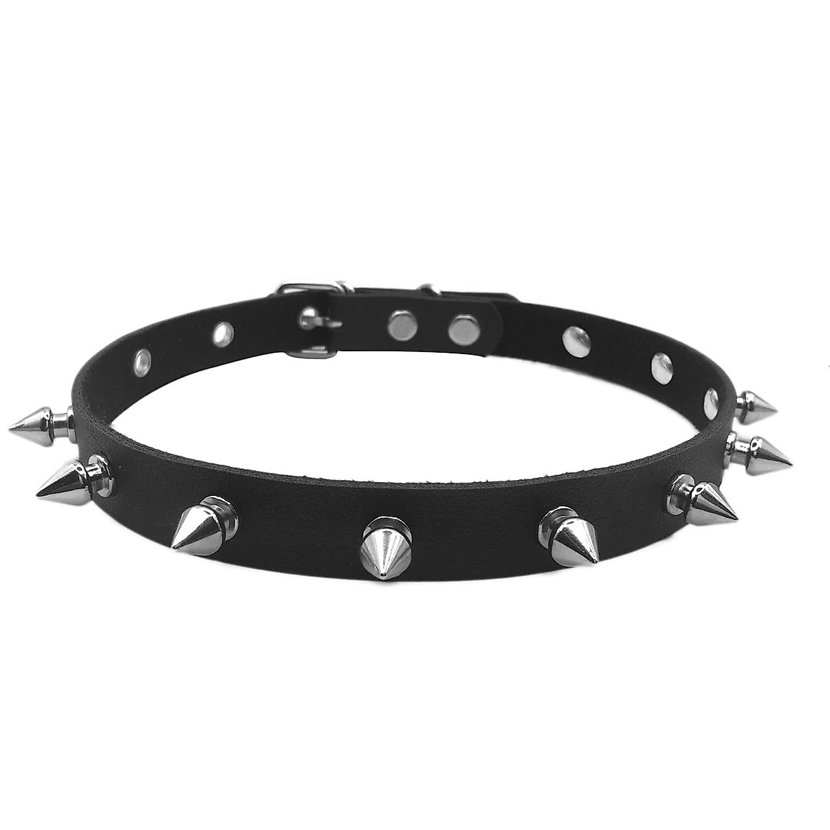 Tosmifairy Cute Leather Black Choker Studded Bracelets Cuffs Punk Goth Accessories Jewelry Set for Women Costume (Black J)