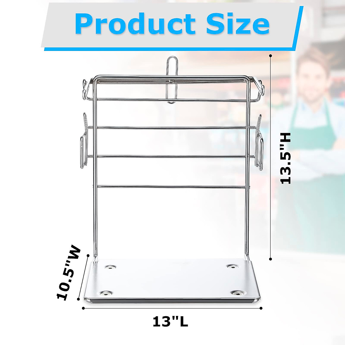 2 Pack Plastic Grocery Bag Holder Fits 11½" W x 6.5" D x 21" H Bag Unit Measures 12" W x 12" l x 16" H Chrome T Shirt Bag Rack with Metal Base for Restaurant, Business, Office, Home, Kitchen, Garage
