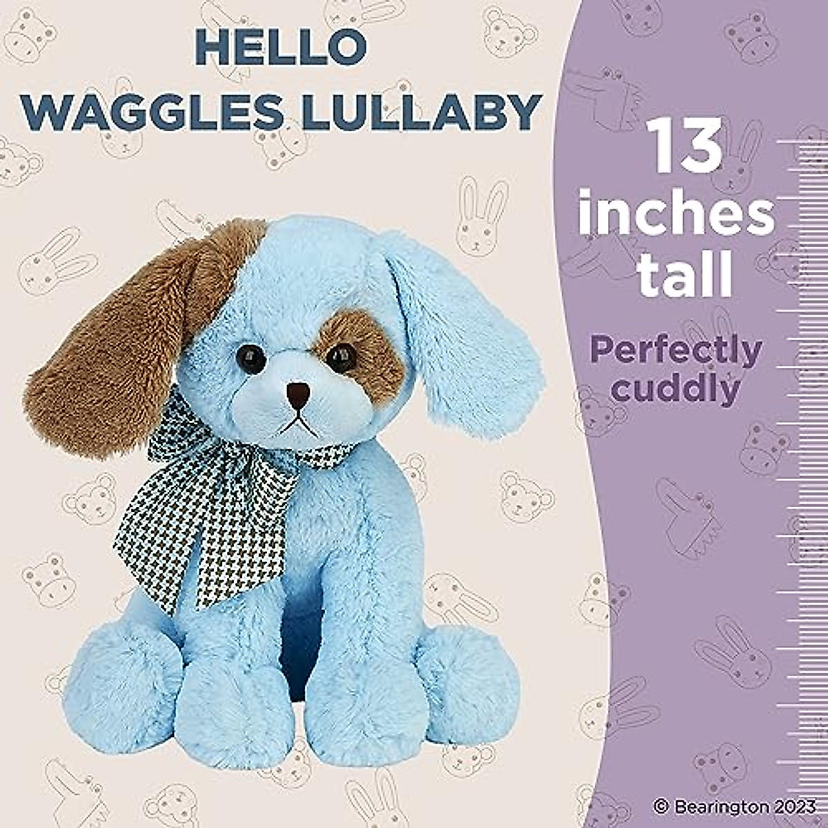 Bearington Baby Waggles Lullaby, Animated Musical Puppy Dog (Blue) 13"