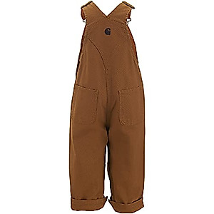 Carhartt Little Boys' Toddler Canvas Bib Overall, Carhartt Brown, 2T