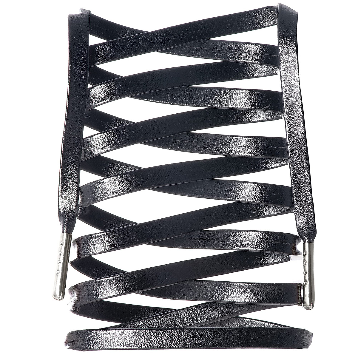 LitLaces - Premium Sheep Skin Synthetic Leather Shoe Laces for Boots & Sneakers (Black, 54")