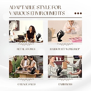 Flexzion Hand Jewelry Holder Female Mannequin Hands Holder for Bracelet, Watch, Hand Ring Holder, Mannequin Arm Form Model, Hand Stand for Jewelry Display, Velvet Hand Mannequin, Black Velvet