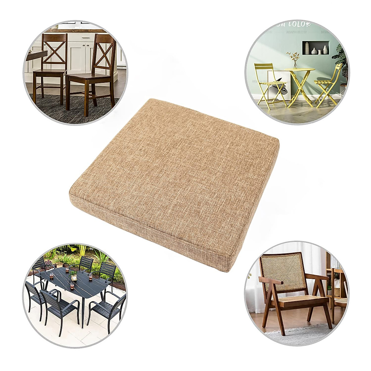 Takehanaus Office Kitchen DIng Chair Cushion Soft Square Cushion Non Slip Chair Pad and Seat Cushion with Machine Washable Cover 16In,Dark Beige, 16In x 16In