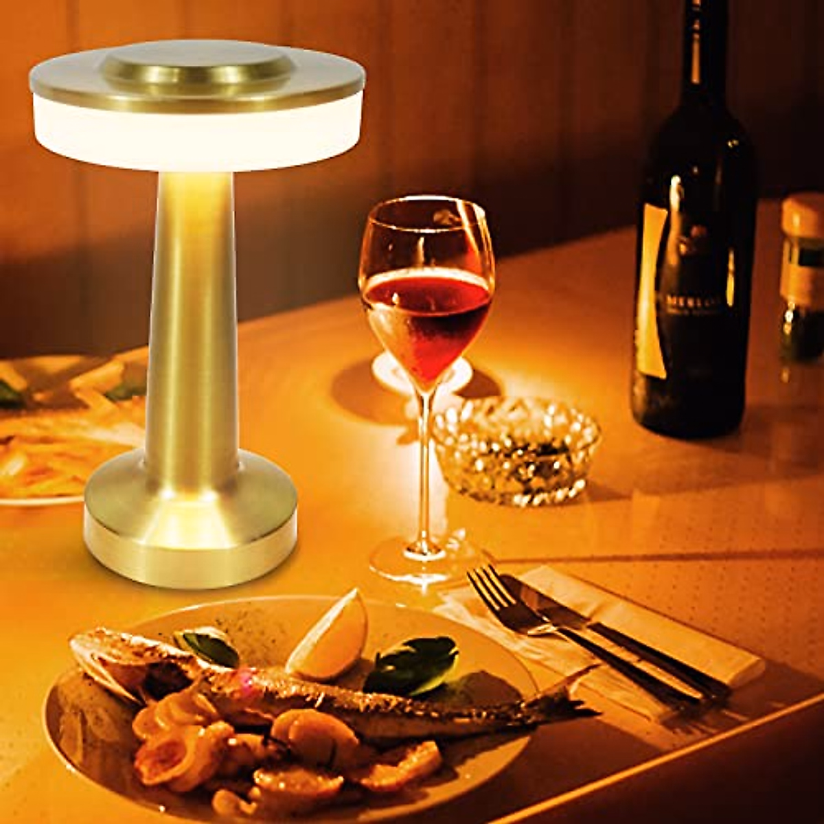 Orstarry 2 Pack Table Lamp, Portable LED Table Lamp, Rechargeable Table Lamp with 3 Brightness Touch Lights for Restaurant/Bedroom/Bar/Outdoor Party/Camping/Coffee Shop Night Lights（Gold）